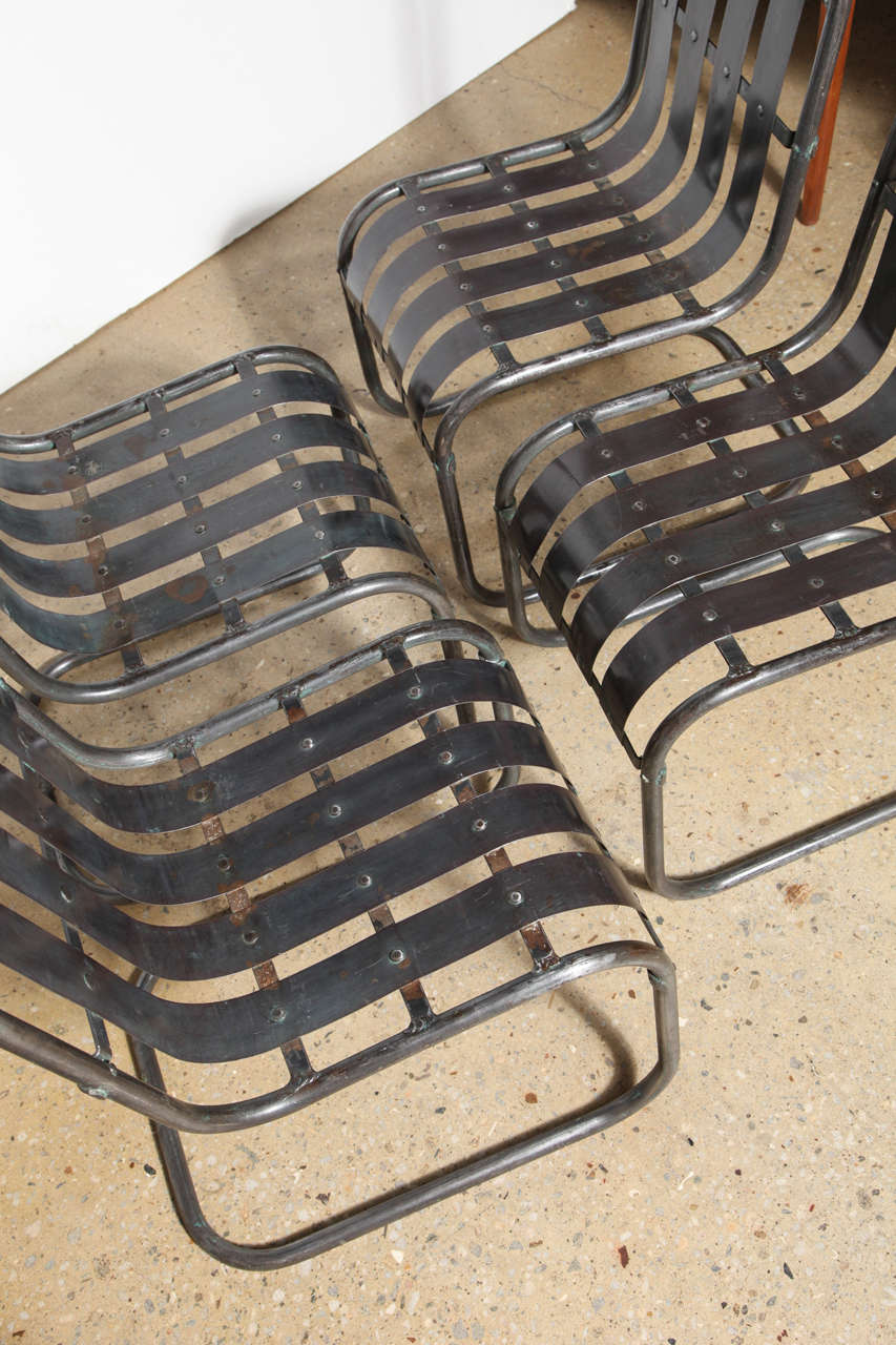 Set of Four Art Deco Steel Spring Rocker Side Chairs, circa 1930 at ...