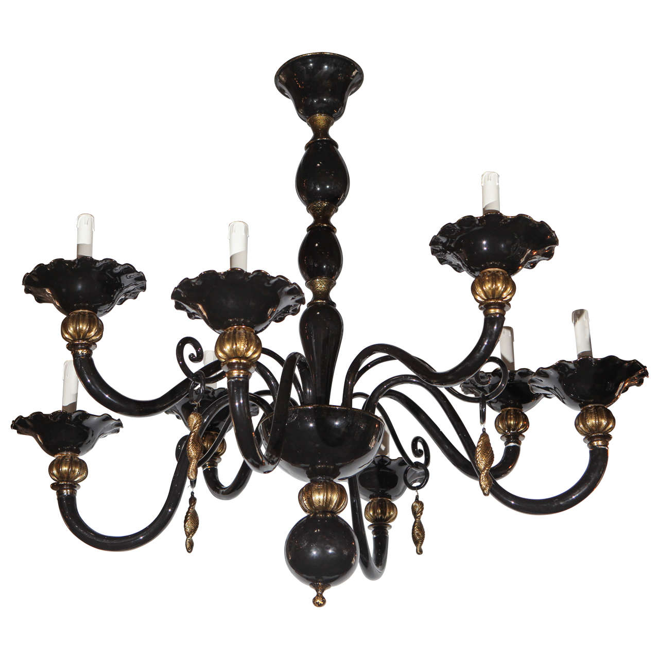 Fabulous Black and Gold Murano Chandelier at 1stdibs Fabulous Black and Gold Murano Chandelier at 1stdibs