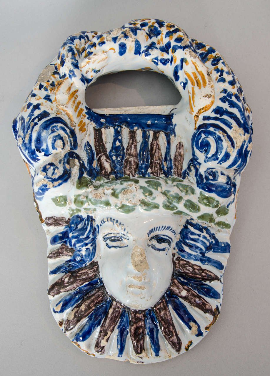 Pair of Polychrome French Faience Masks, Nevers circa 1660 For Sale at ...