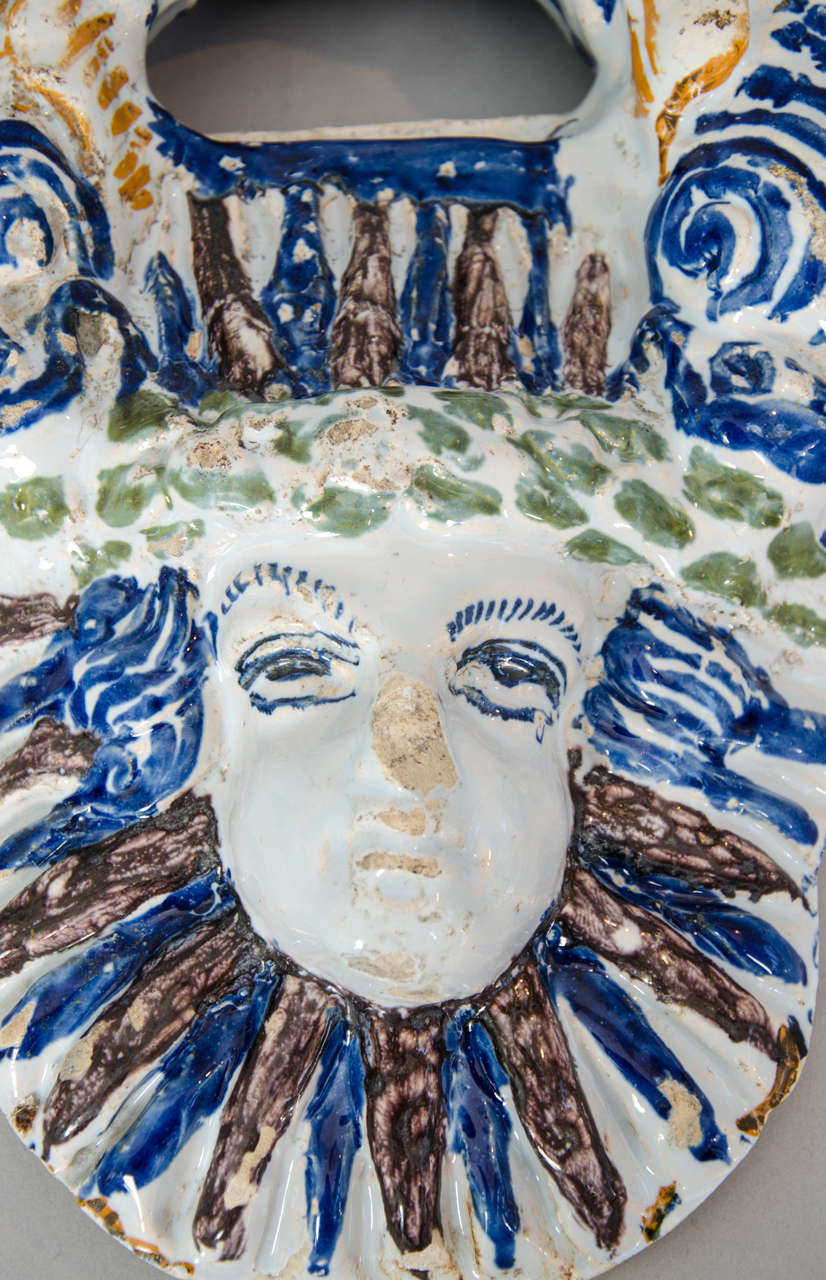 Pair of Polychrome French Faience Masks, Nevers circa 1660 For Sale at ...