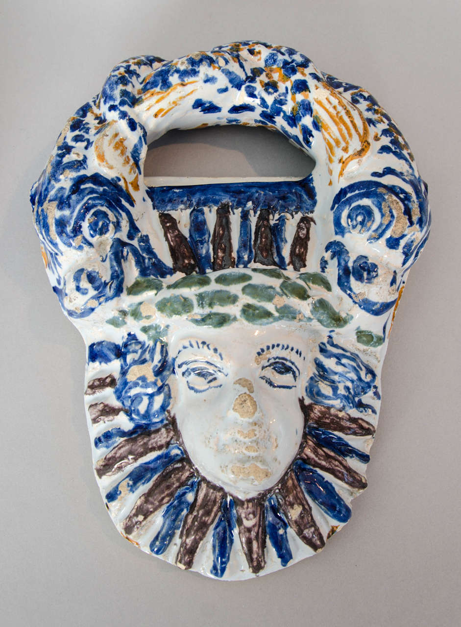 Pair of Polychrome French Faience Masks, Nevers circa 1660 For Sale at ...