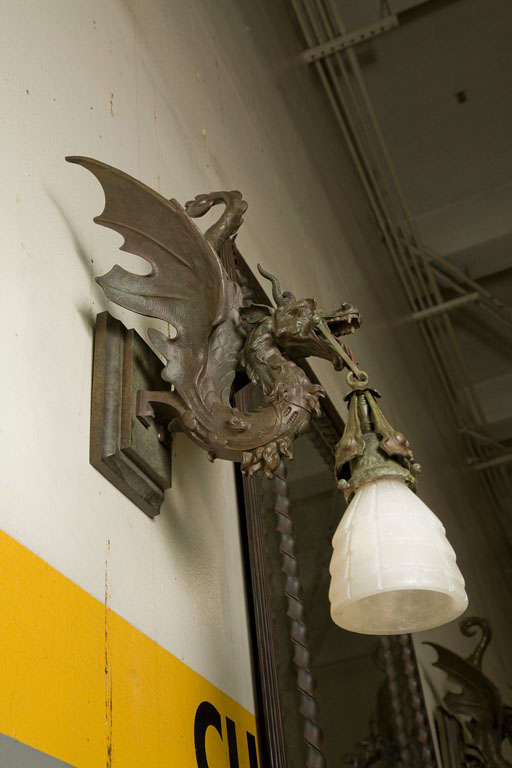 Pair of Dragon Sconces at 1stDibs | dragon wall sconce, dragon sconce light