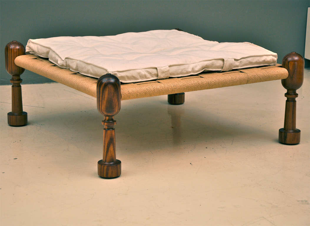 Turned Walnut And Danish Cord Hassock By Lawson-Fenning at 1stDibs