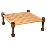 Turned Walnut And Danish Cord Hassock By Lawson-Fenning at 1stDibs