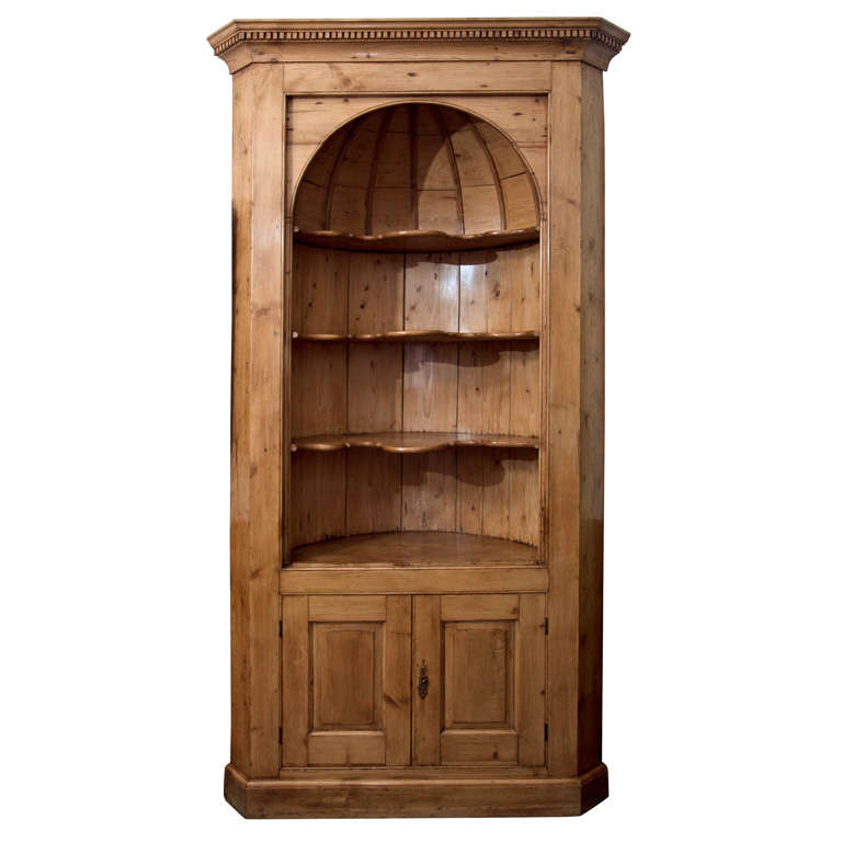 Pair of Pine Wood Colonial Style Corner Cupboard China Cabinets by Tom ...