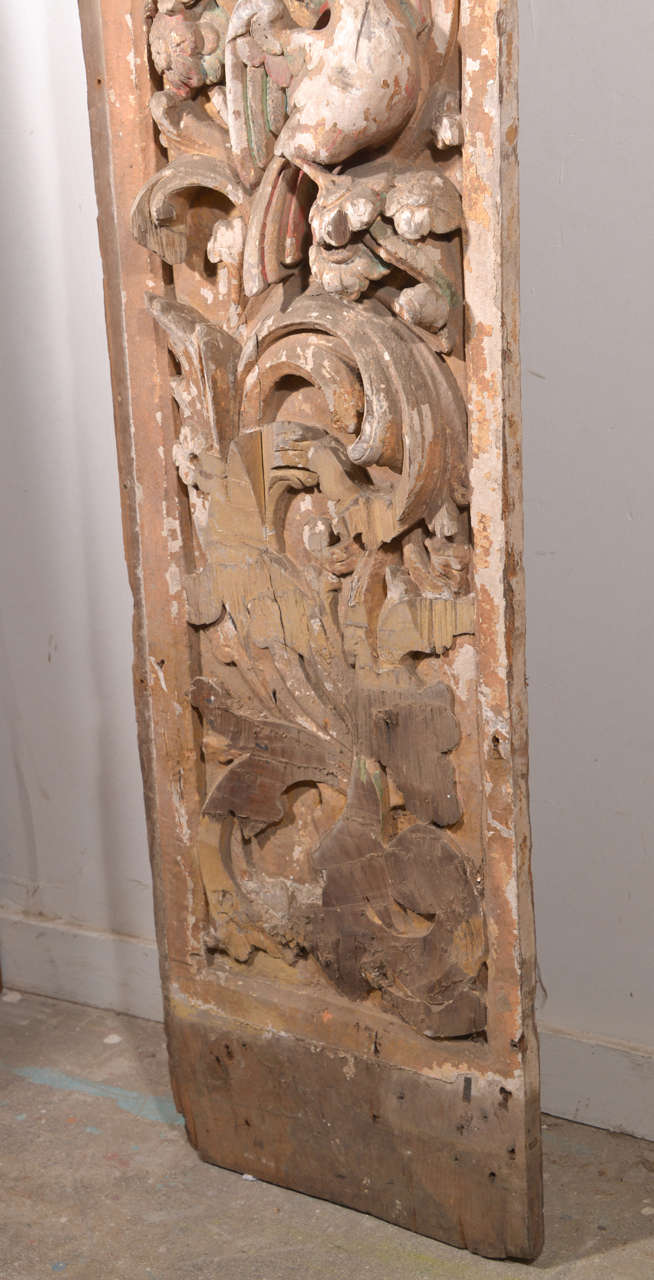 17th Century Baroque Portuguese Wood Carved Polychromed Panels at 1stDibs