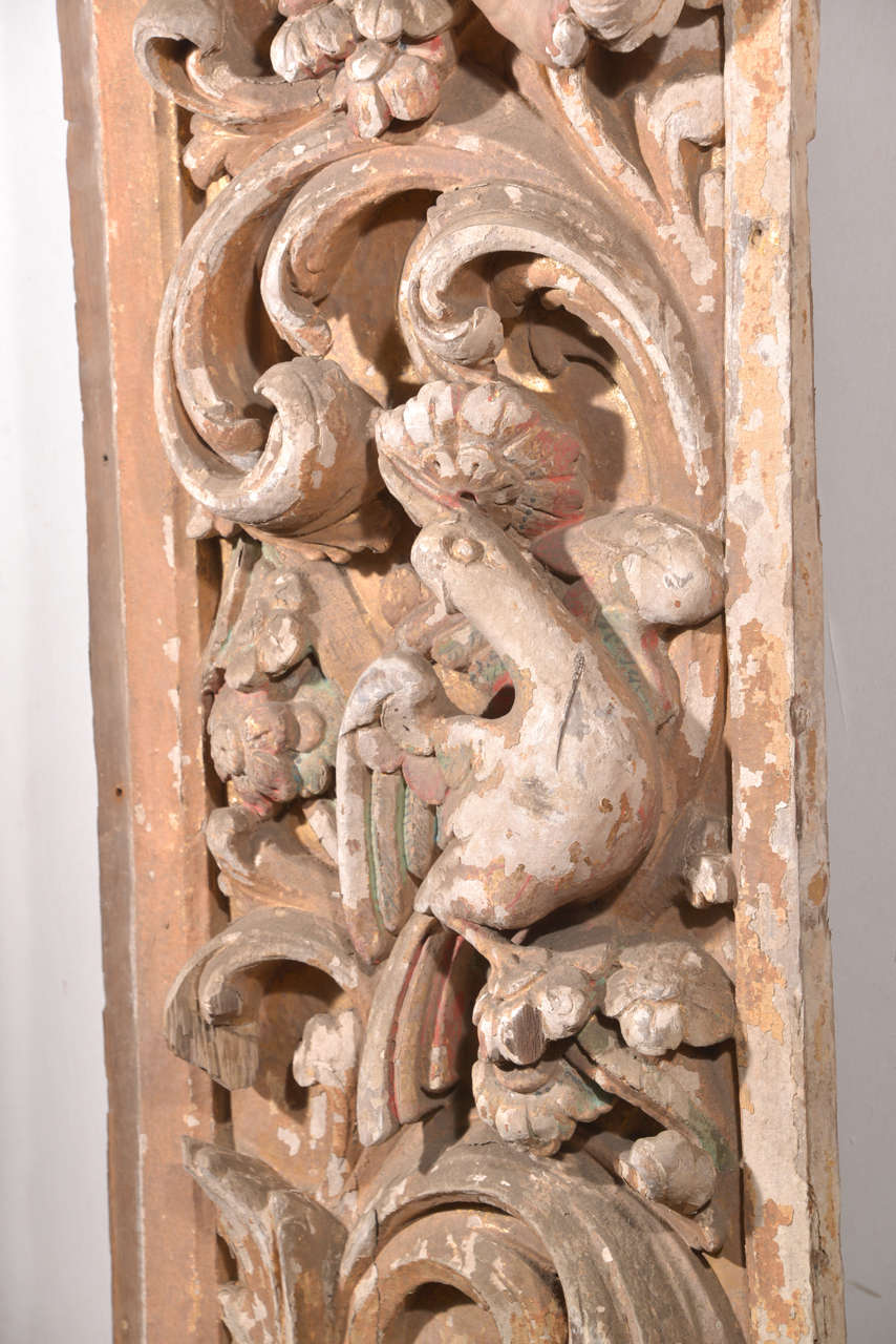 17th Century Baroque Portuguese Wood Carved Polychromed Panels at 1stDibs