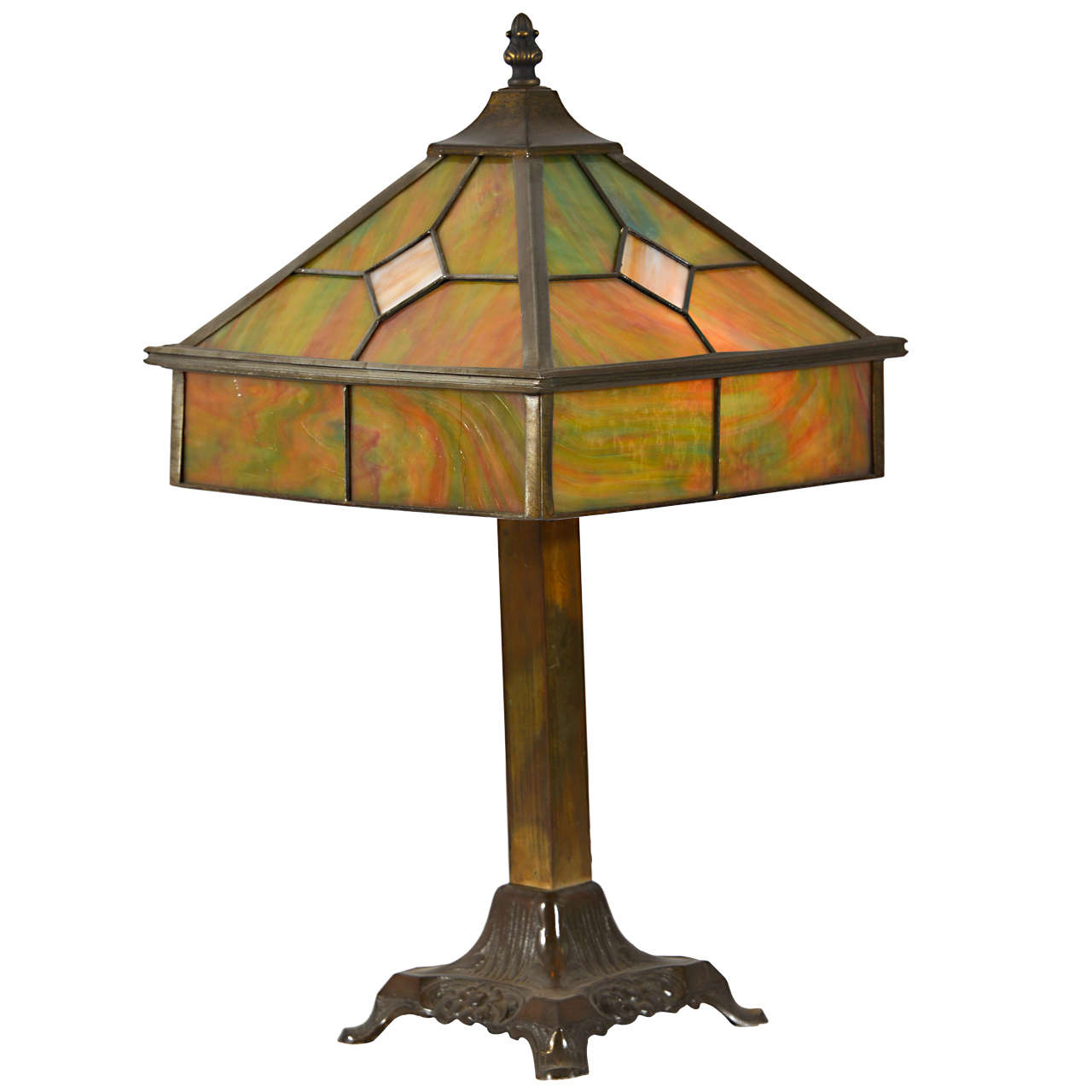 1930's Arts and Crafts Leaded Glass Shade and lamp, at 1stDibs