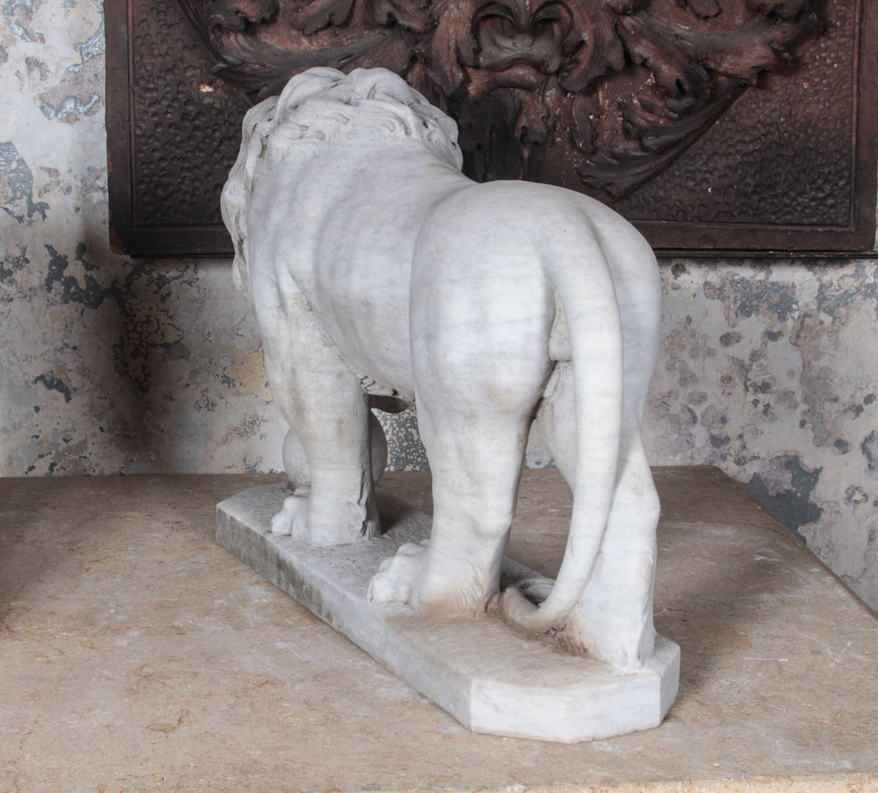 Pair of Italian Marble Lions at 1stDibs