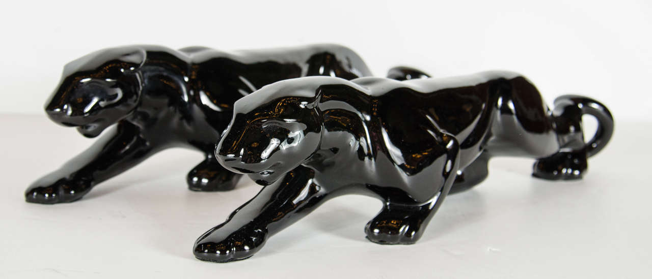 Gorgeous Pair of Art Deco Ceramic Panthers at 1stDibs