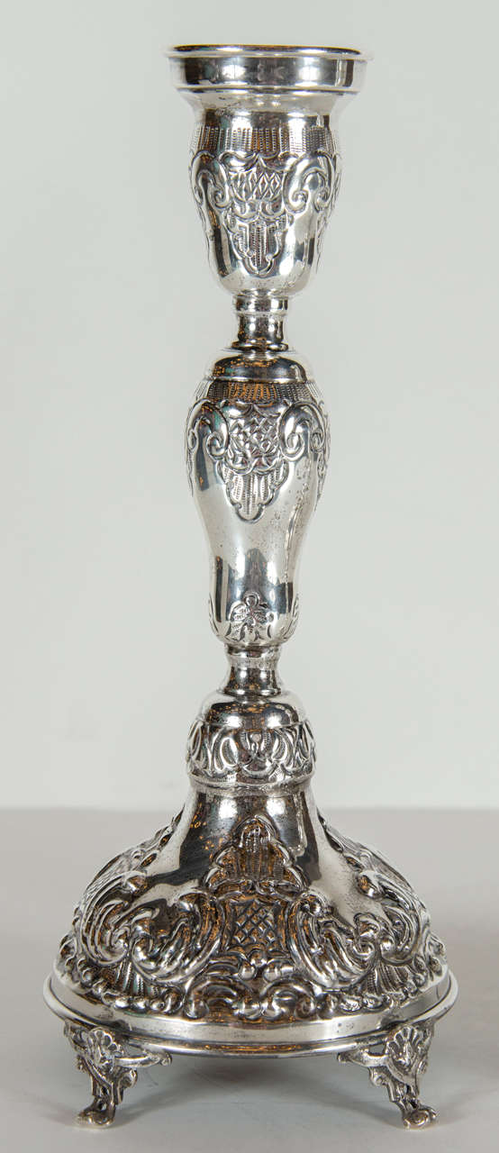 Exquisite Pair of Antique Rococo Revival Sterling Candlesticks at 1stDibs