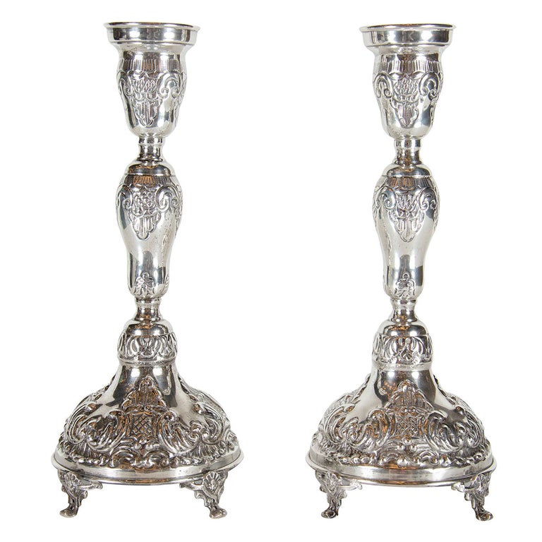 Exquisite Pair of Antique Rococo Revival Sterling Candlesticks at 1stDibs
