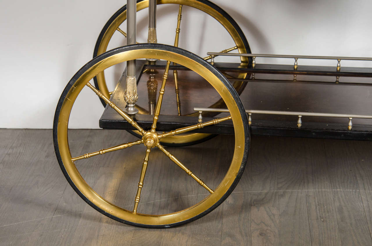 Luxe Lacquered Goat Skin Bar or Serving Cart by Aldo Tura with Brass ...