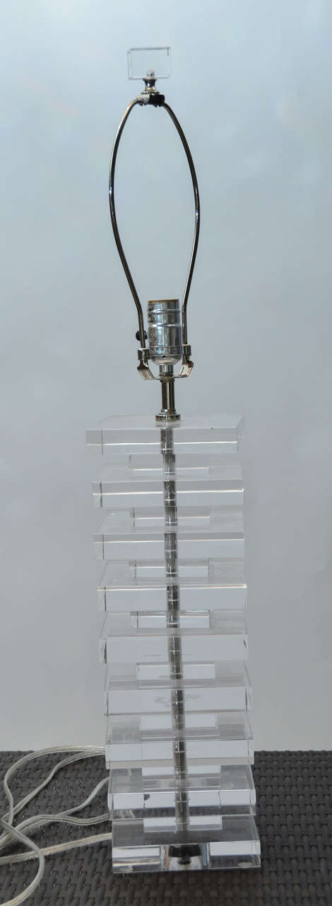 Lucite Stacked Block Lamp For Sale at 1stDibs