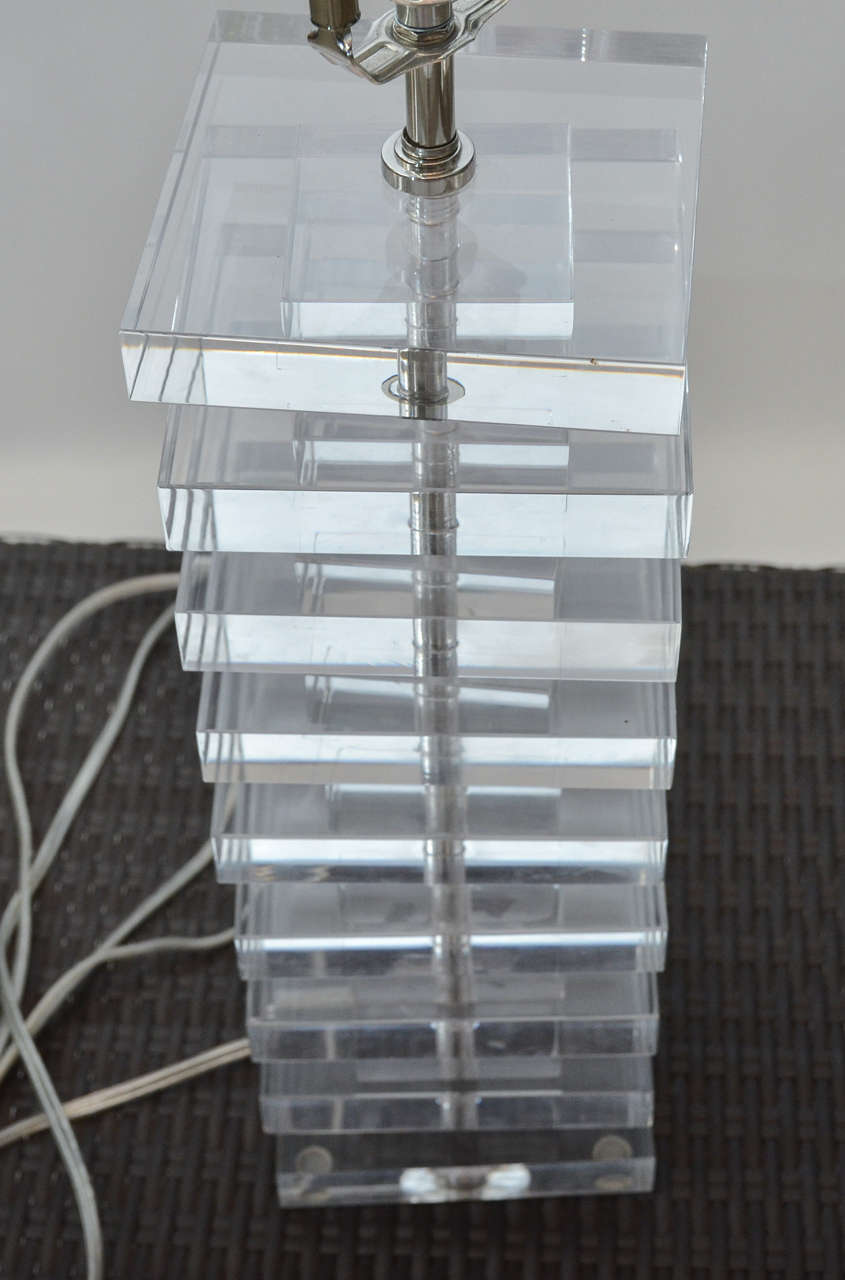 Lucite Stacked Block Lamp For Sale at 1stDibs