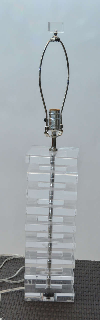 Lucite Stacked Block Lamp For Sale at 1stDibs