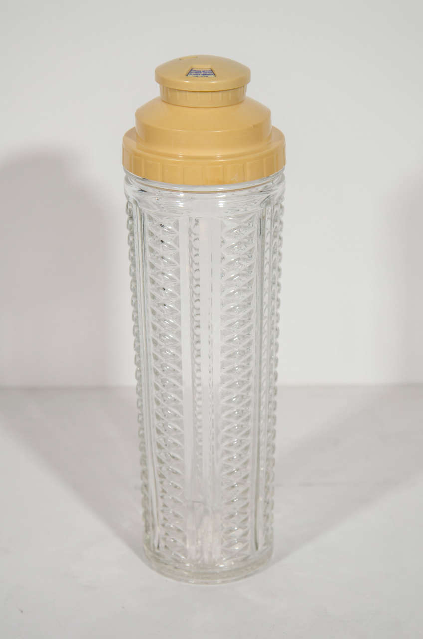 Art Deco Faceted Glass Martini Shaker with Bakelite Top at 1stDibs