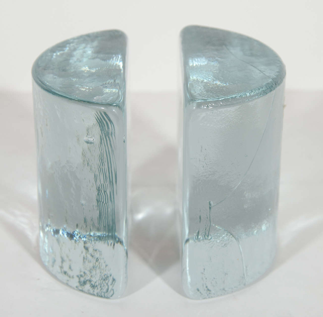 Pair of Modernist Hand Blown Ice Glass Bookends by Blenko at 1stDibs ...