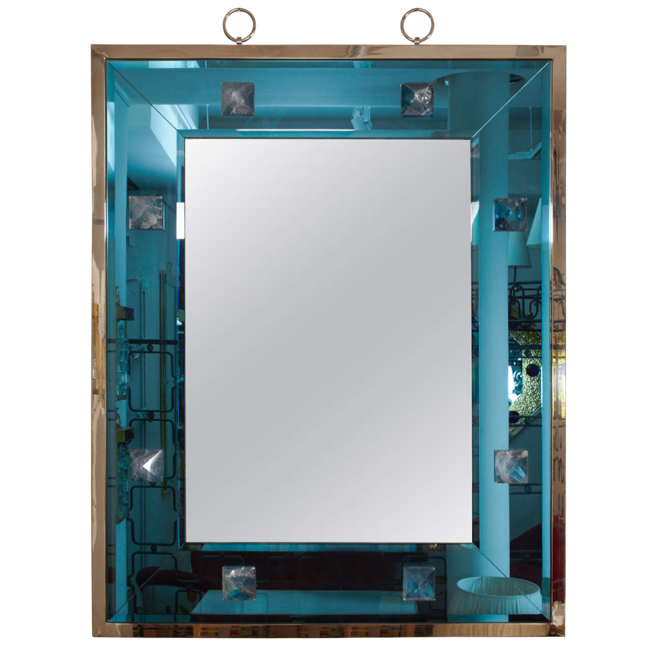 Beveled Deep Blue Mirror with Rock Crystal by Andre Hayat For Sale at ...