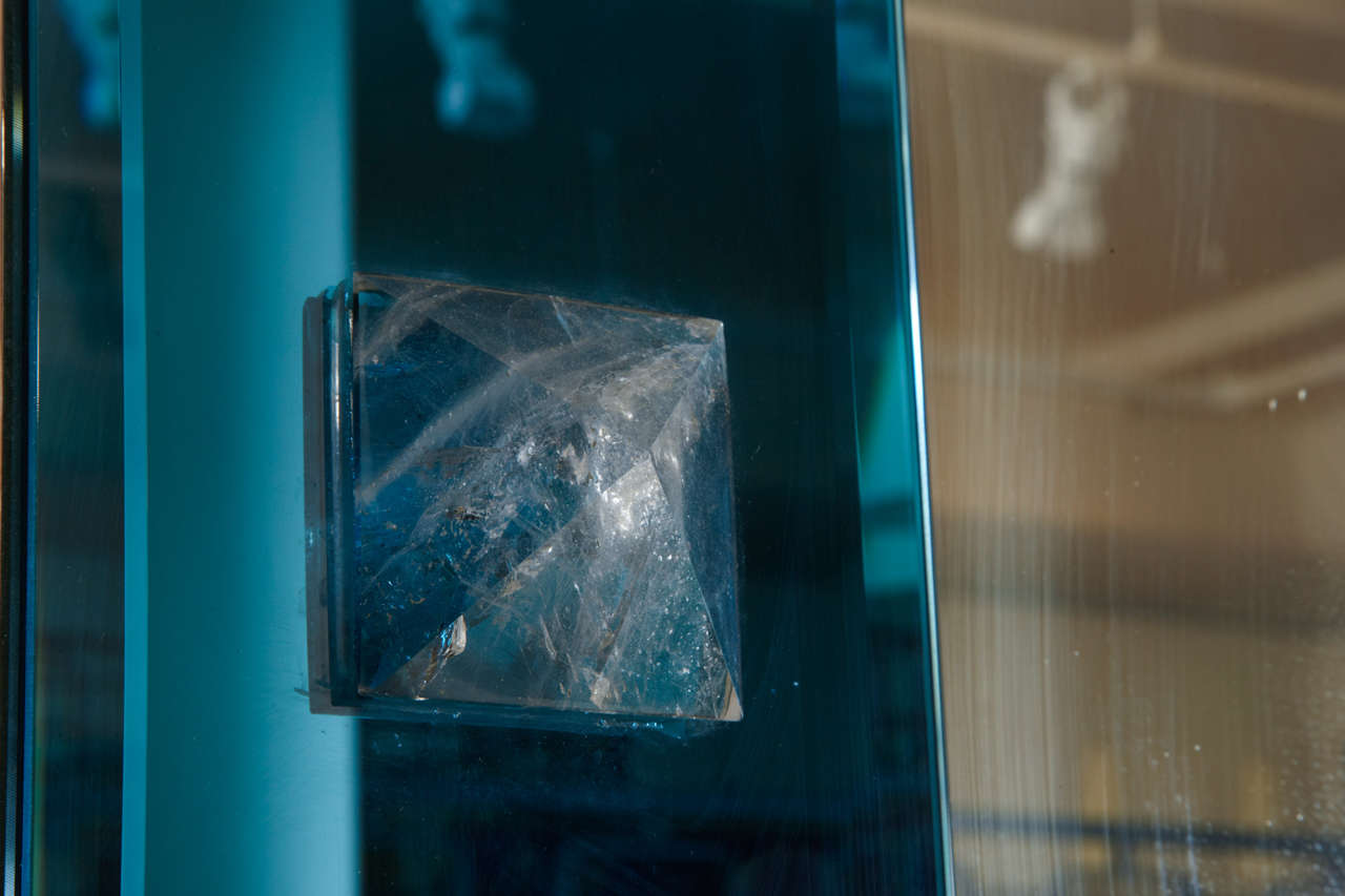 Beveled Deep Blue Mirror with Rock Crystal by Andre Hayat For Sale at ...