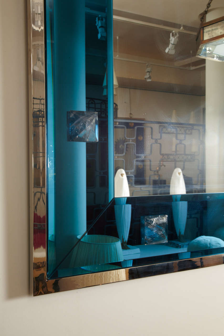 Beveled Deep Blue Mirror with Rock Crystal by Andre Hayat For Sale at ...