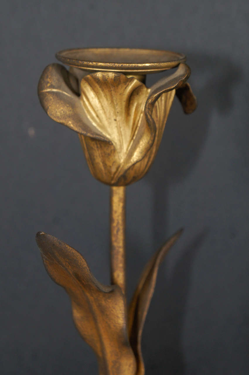 Unusual Colored Marble and Gilded Bronze Single Candelabra For Sale at ...