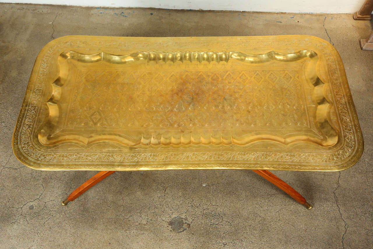Moroccan Rectangular Brass Tray Coffee Table at 1stDibs | large ...