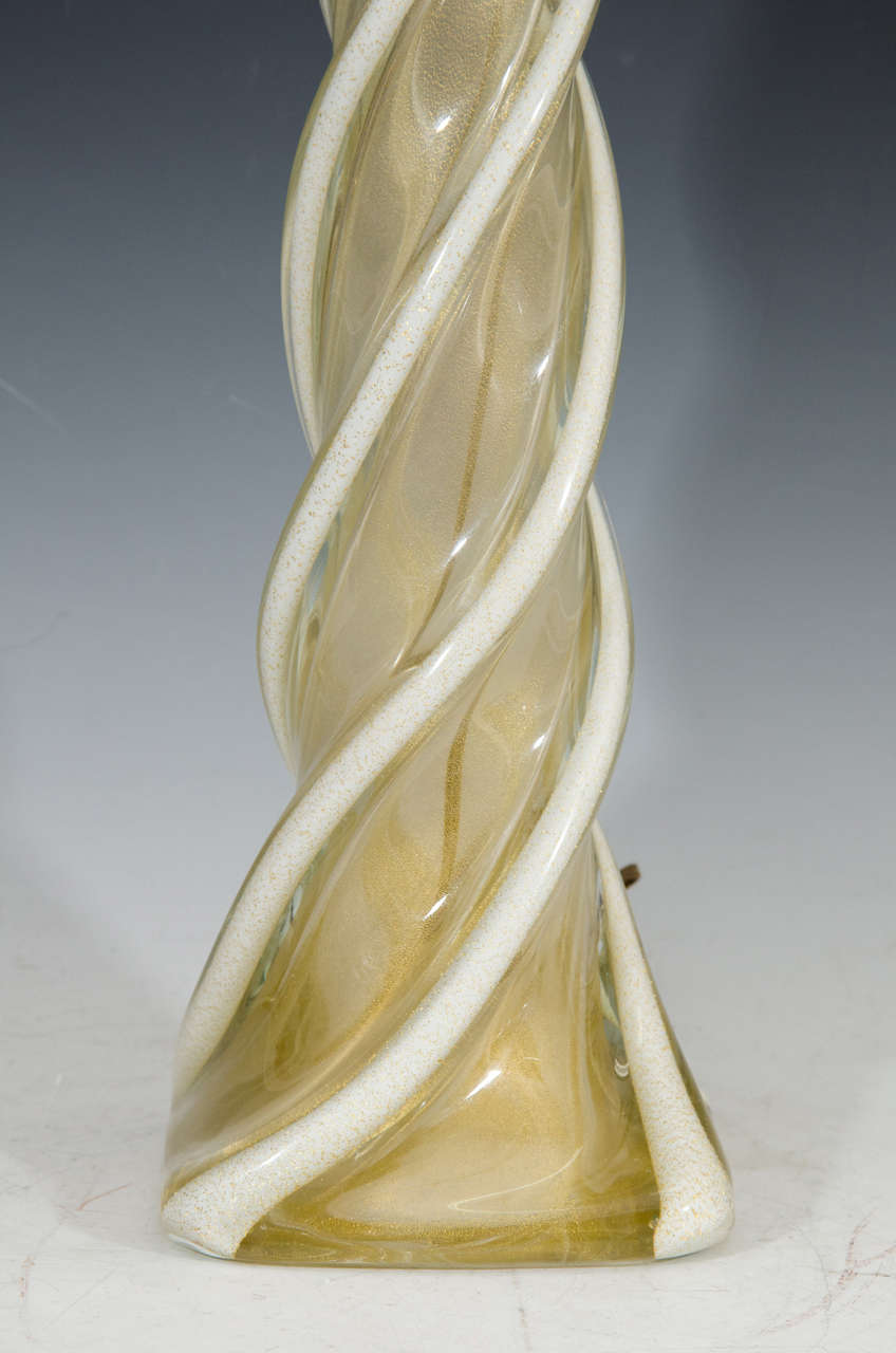 Midcentury Pair of Murano Glass Twist Table Lamps by Seguso at 1stDibs