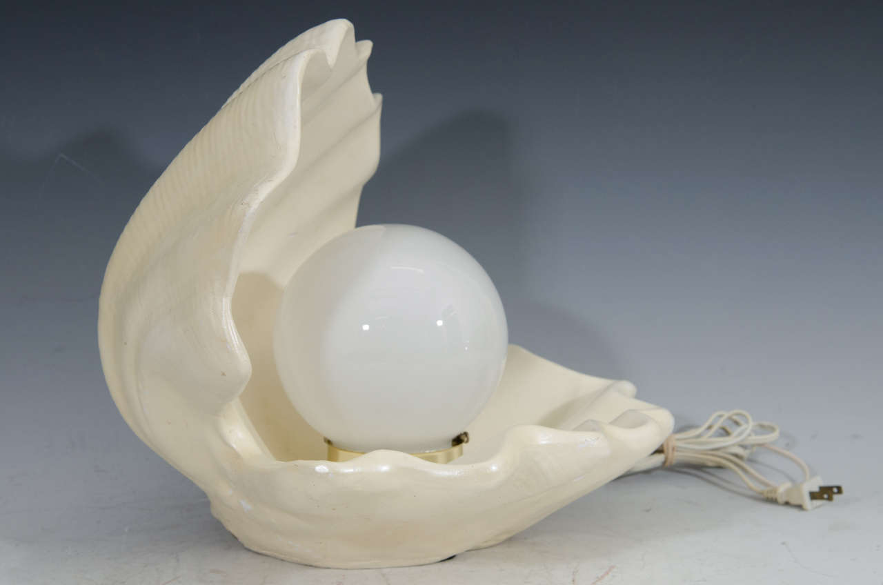 Hollywood Regency Style Pair of Pearl in Oyster Shell Table Lamps at ...