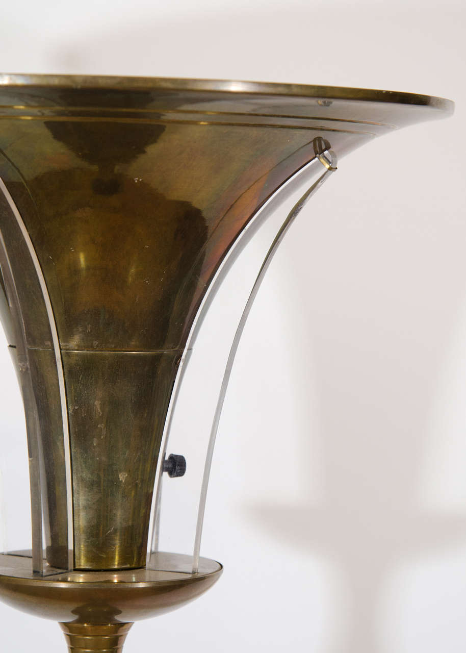 Art Deco Style Pair of Black Enamel over Metal Torchiere Lamps at 1stDibs