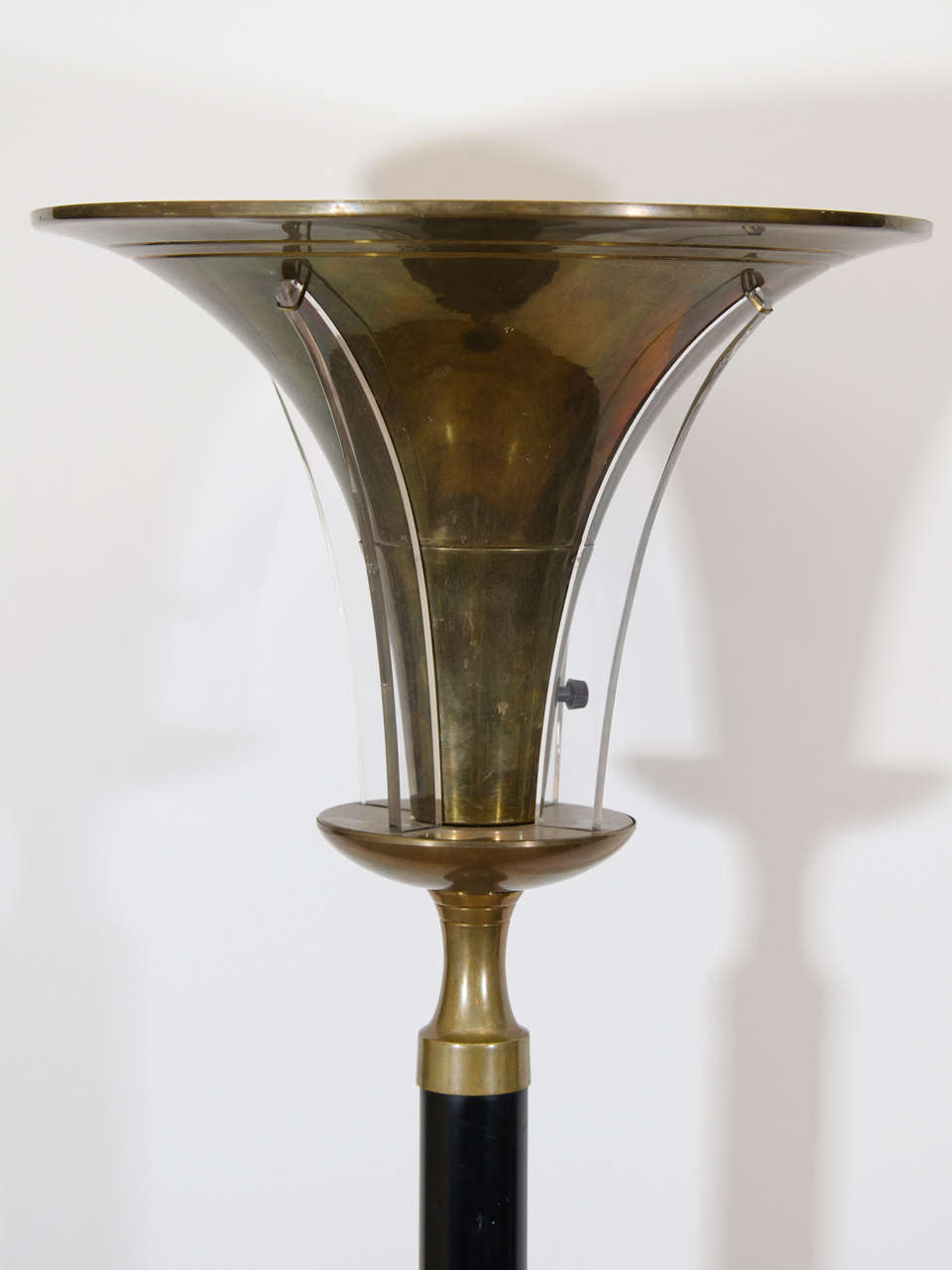 Art Deco Style Pair of Black Enamel over Metal Torchiere Lamps at 1stDibs