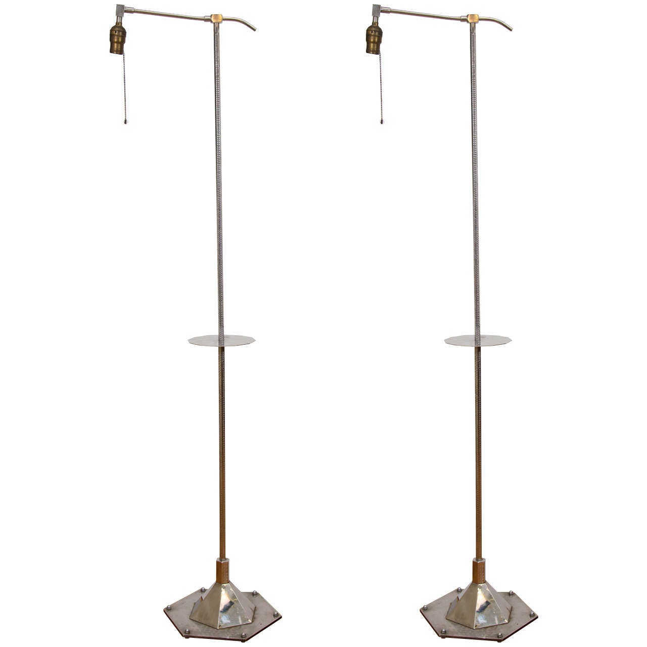 Art Deco Pair of Walter Kantack Floor or Bridge Lamps For Sale at 1stDibs
