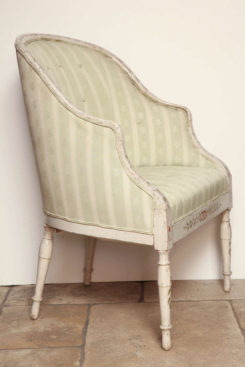 Hepplewhite Cream Painted Tub Chair at 1stDibs