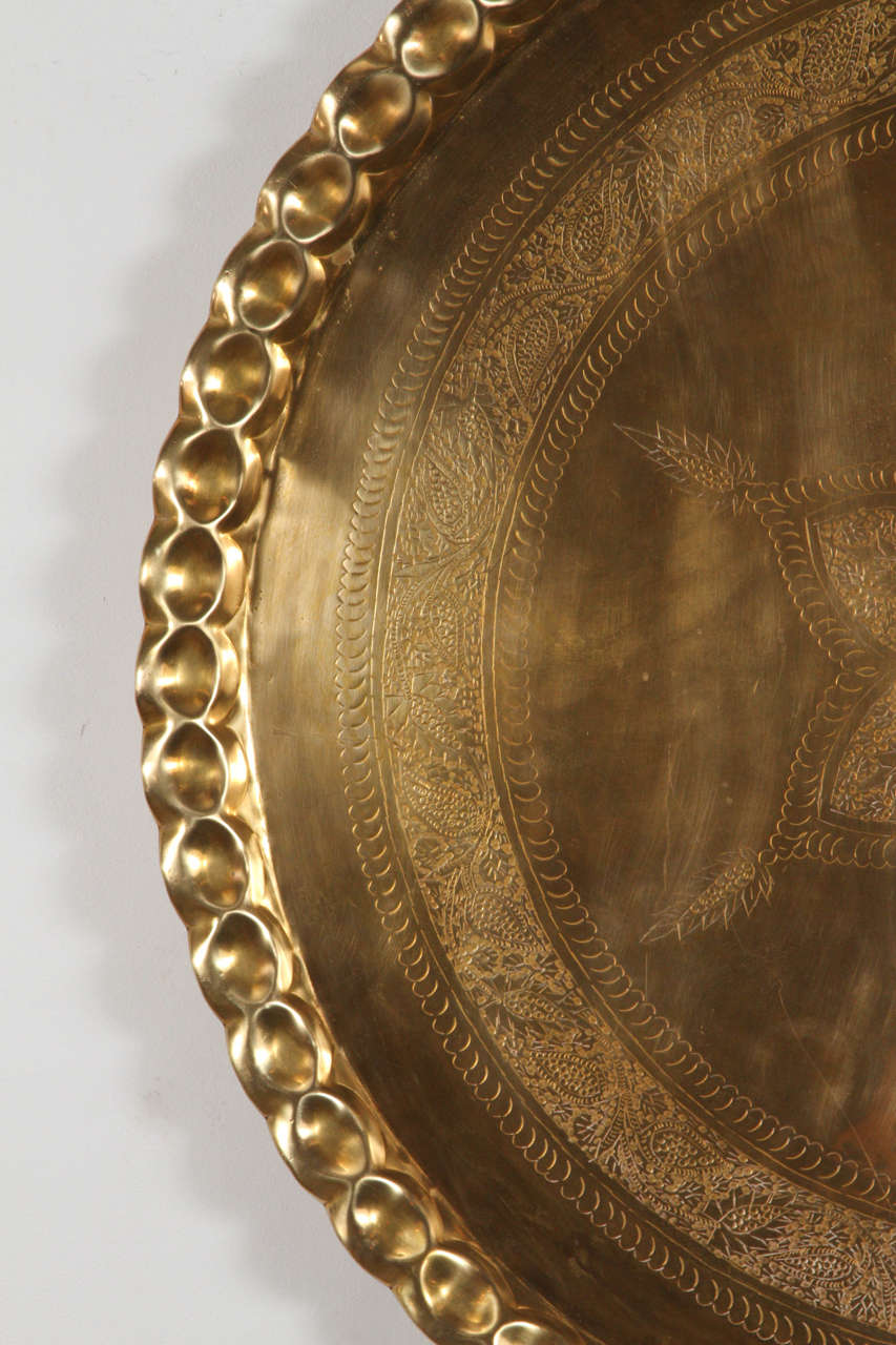 Large Hanging Moroccan Brass Tray Platter at 1stDibs | brass platter ...