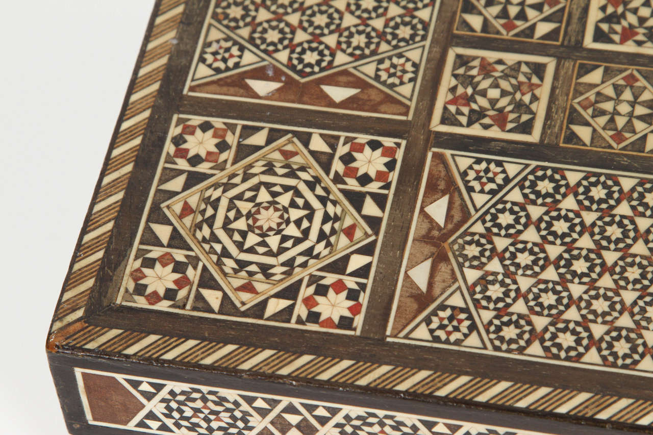 Fine Syrian Inlaid Mosaic Backgammon Wooden Box at 1stDibs