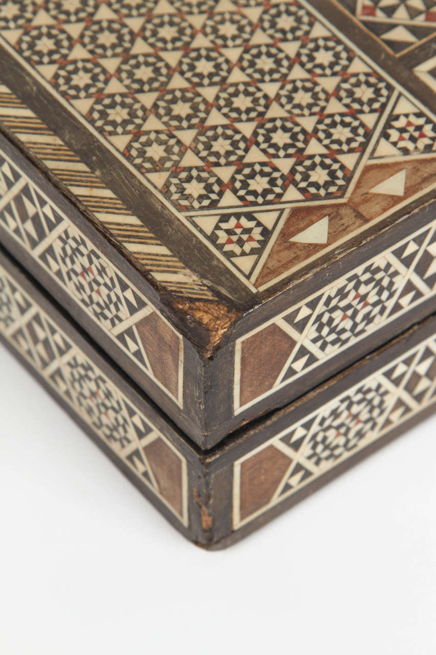 Fine Syrian Inlaid Mosaic Backgammon Wooden Box at 1stDibs