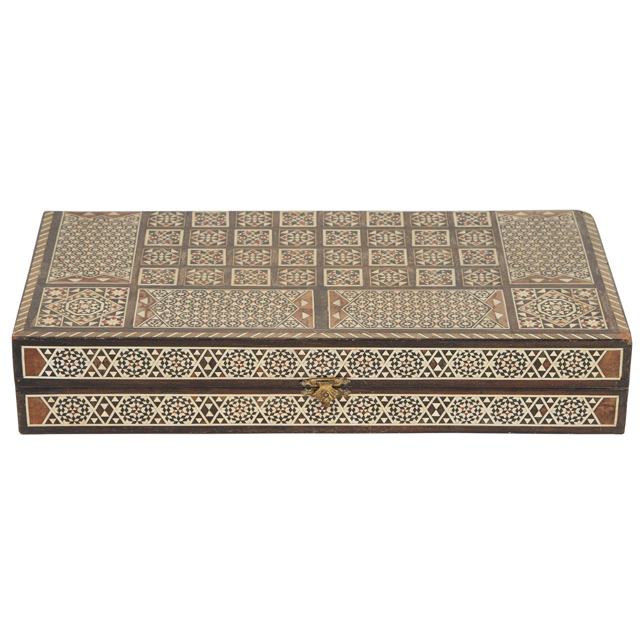 Fine Syrian Inlaid Mosaic Backgammon Wooden Box at 1stDibs