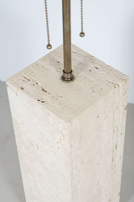 Pair of Substantial Travertine Square Column Table Lamps at 1stDibs ...