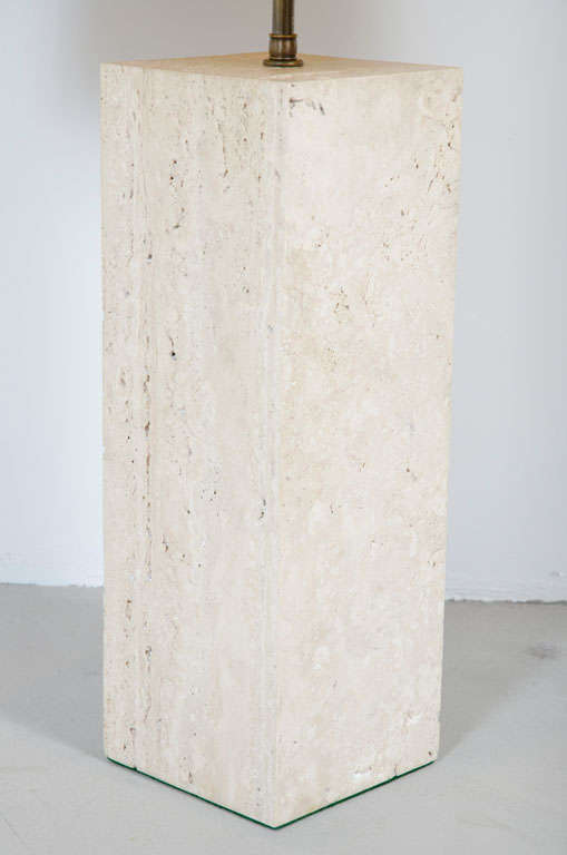 Pair of Substantial Travertine Square Column Table Lamps at 1stDibs ...