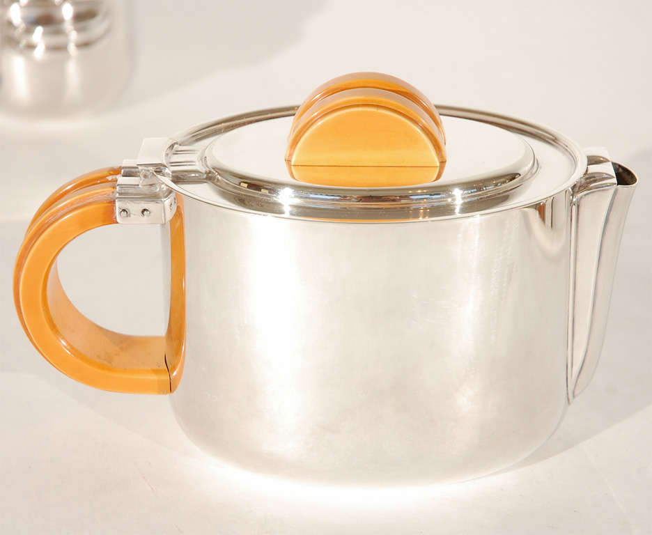 Silver Plate and Bakelite Coffee and Tea Service by F. W. Quist at ...