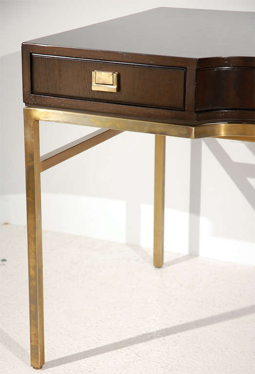 Wood and Brass Desk by Drexel at 1stDibs | brass and wood desk, wood ...
