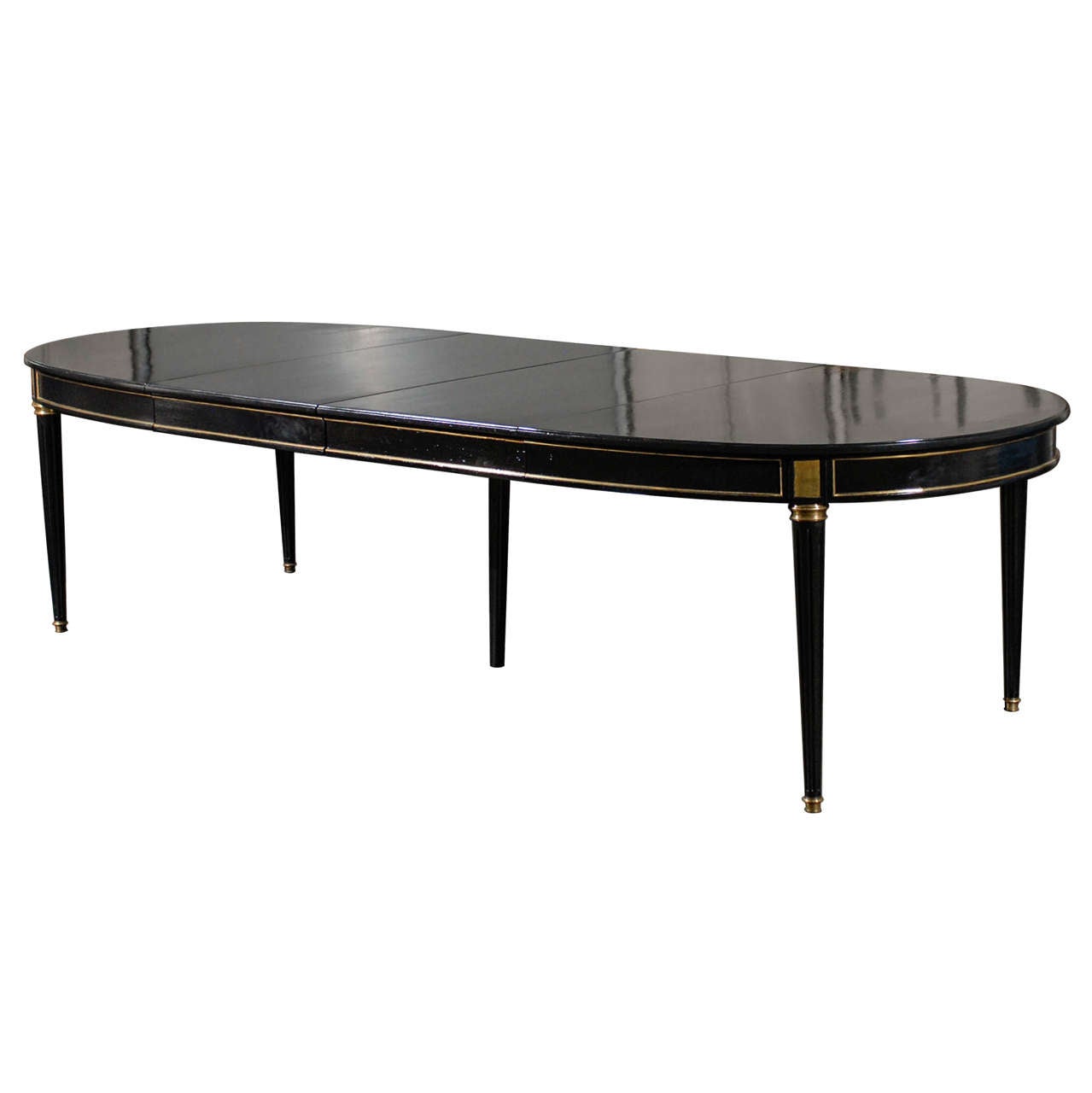 20thc Louis XVI Style Ebonized Dining Table, Two Leaves at 1stDibs