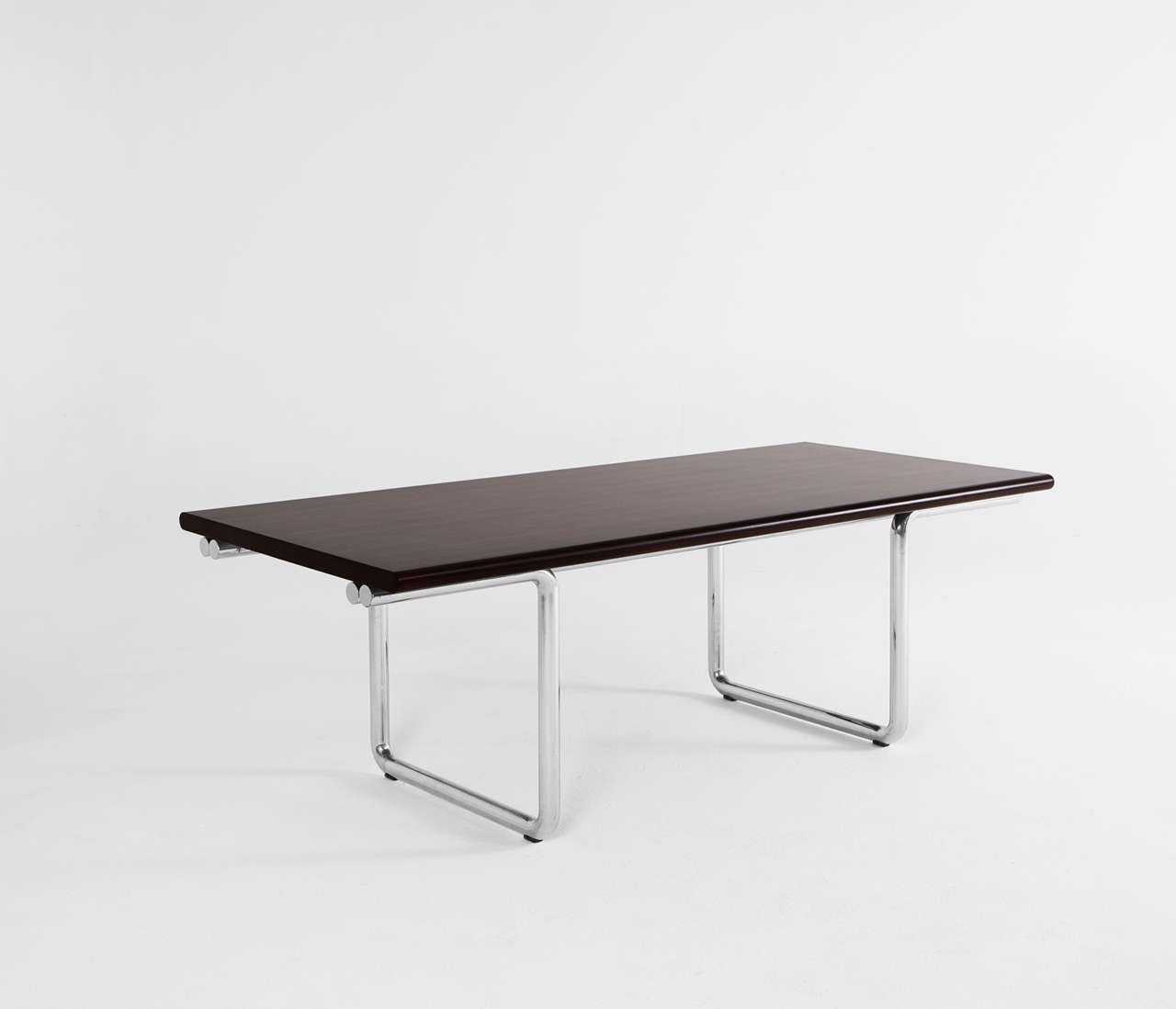 Dining Table in Rosewood and Chrome Tubular Frame For Sale at 1stDibs