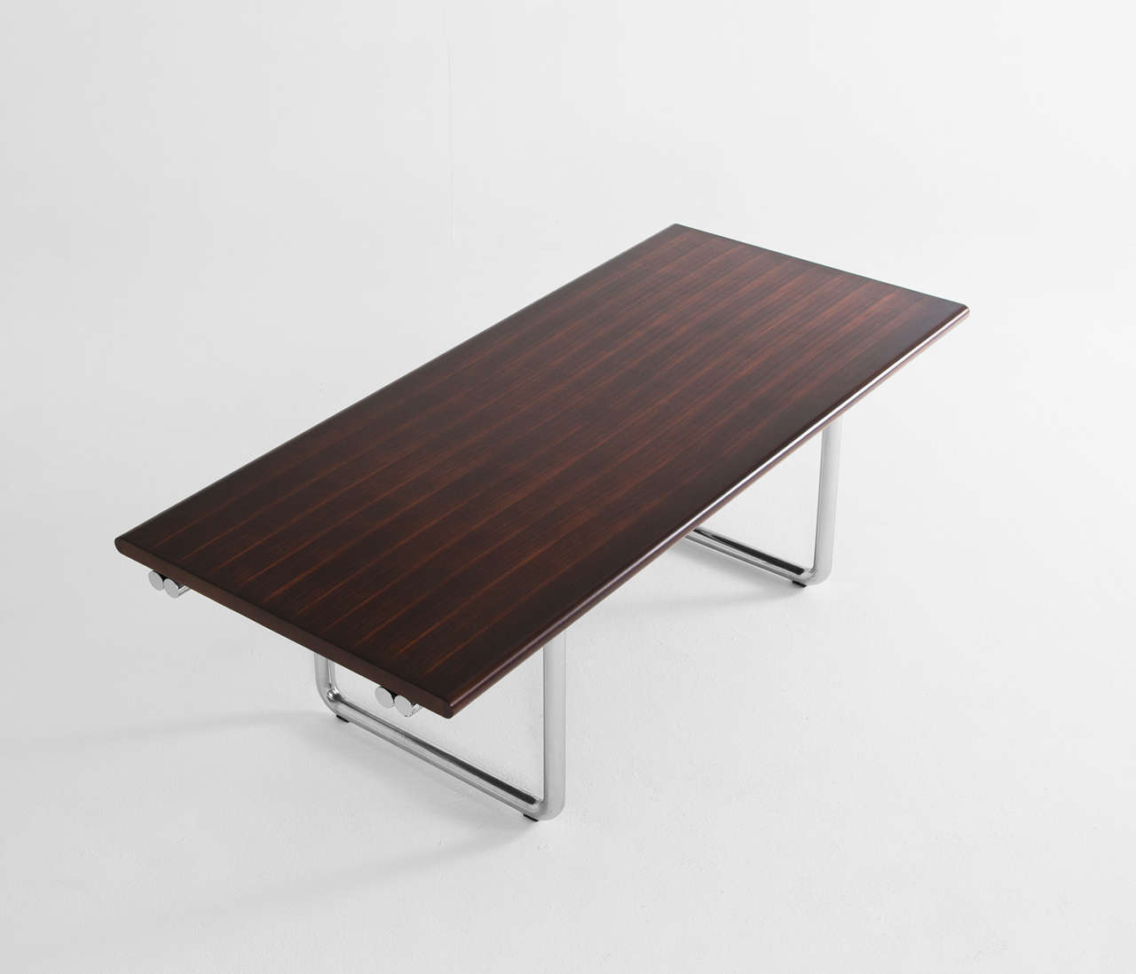 Dining Table in Rosewood and Chrome Tubular Frame For Sale at 1stDibs