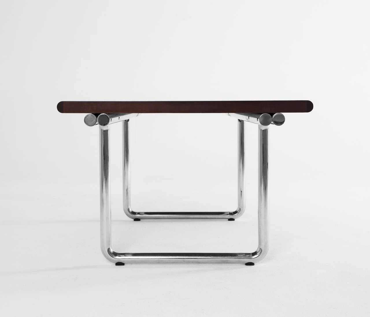 Dining Table in Rosewood and Chrome Tubular Frame For Sale at 1stDibs