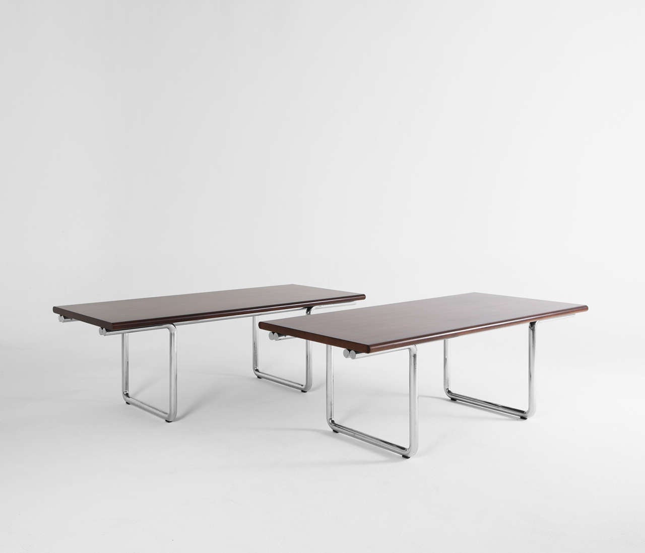 Dining Table in Rosewood and Chrome Tubular Frame For Sale at 1stDibs