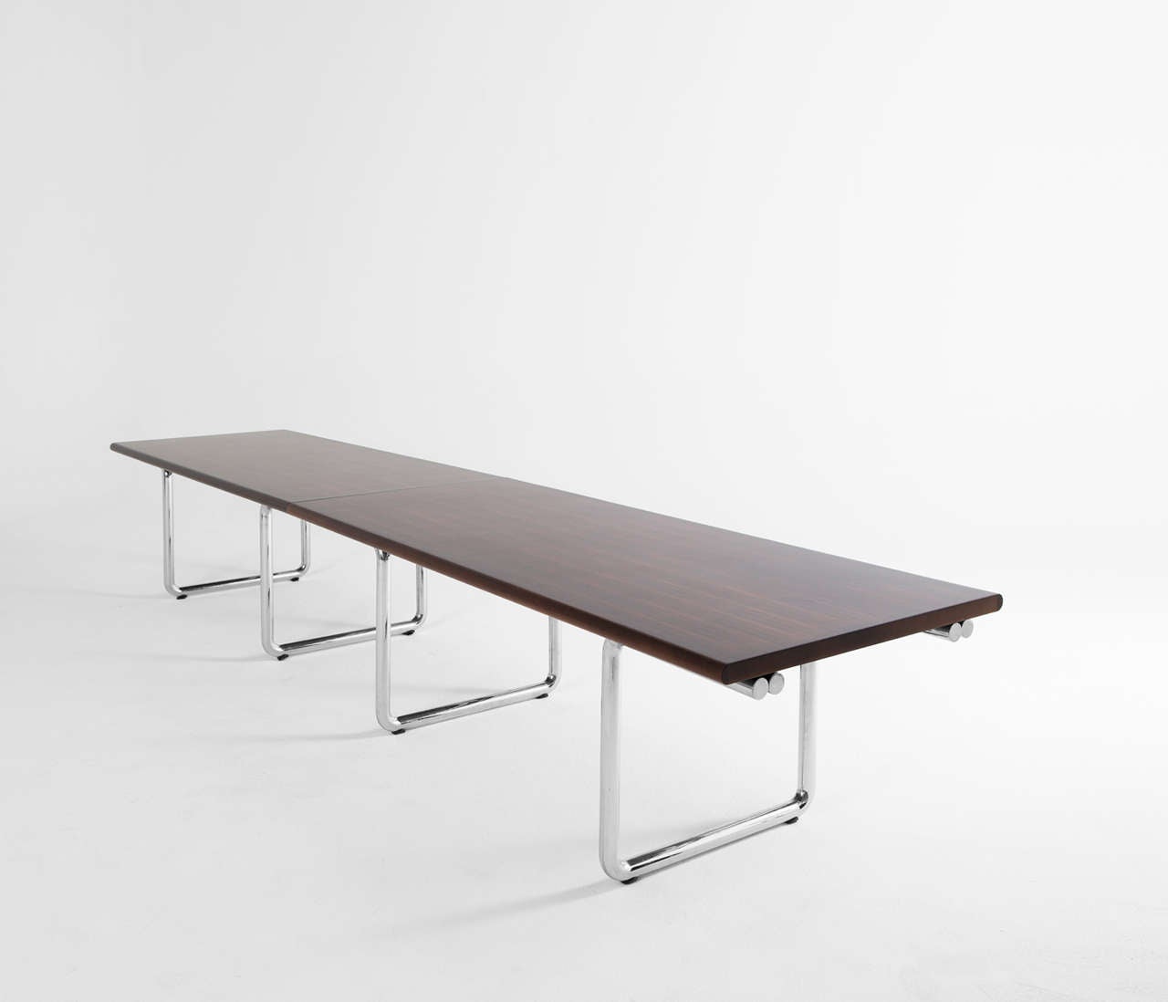 Dining Table in Rosewood and Chrome Tubular Frame For Sale at 1stDibs