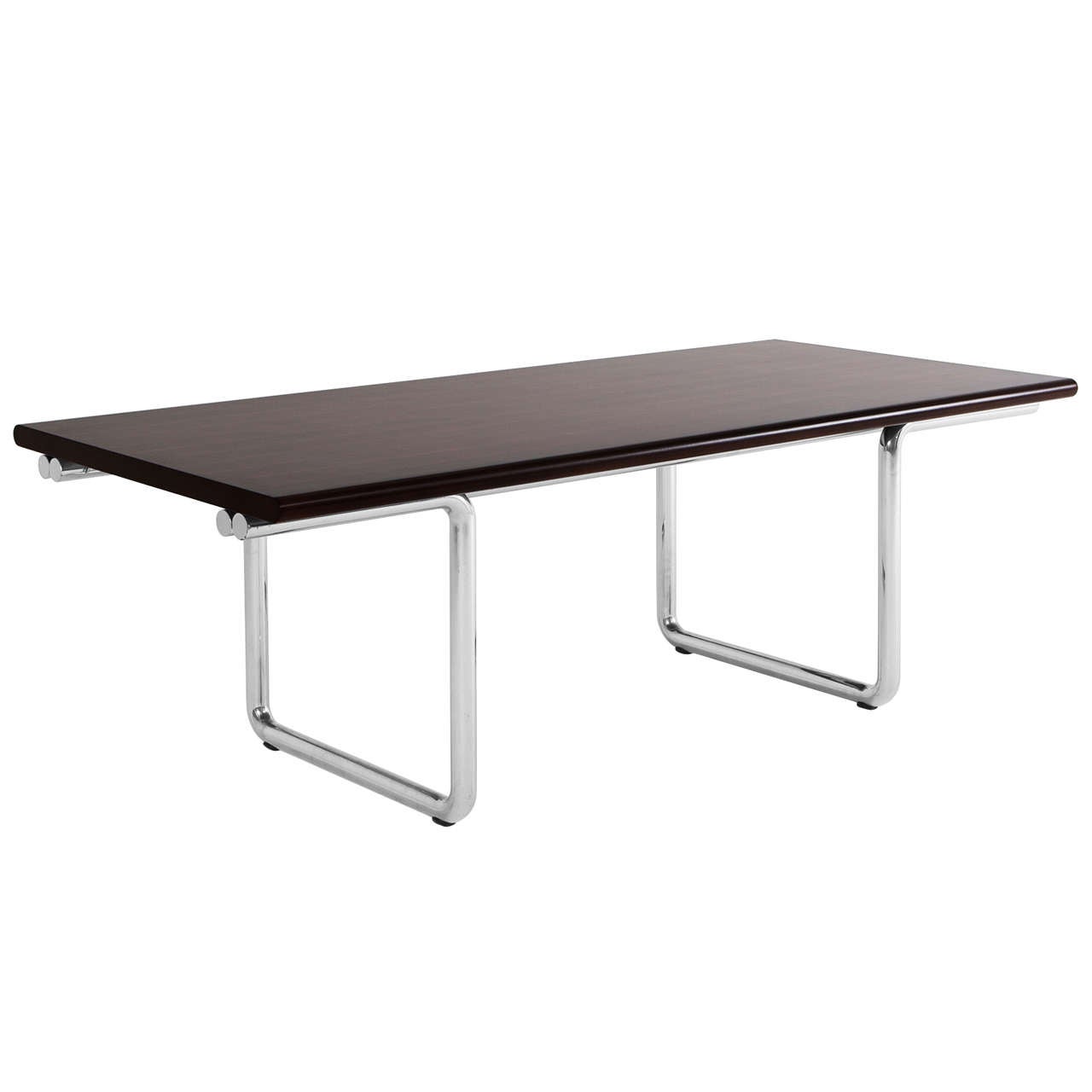 Dining Table in Rosewood and Chrome Tubular Frame For Sale at 1stDibs