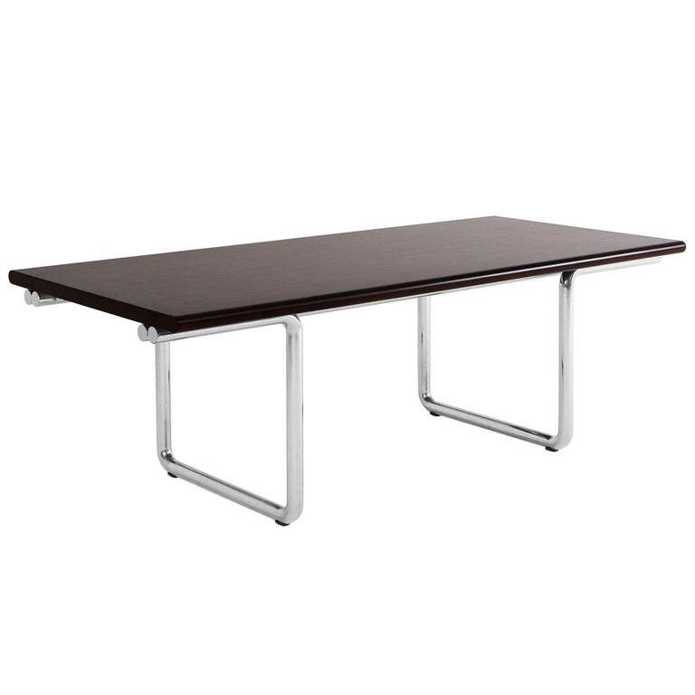 Dining Table in Rosewood and Chrome Tubular Frame For Sale at 1stDibs