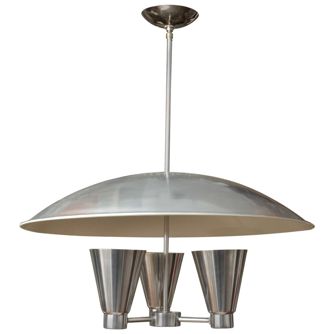 Spun Aluminium Dome Ceiling Fixture with Conical Uplights by Edward ...